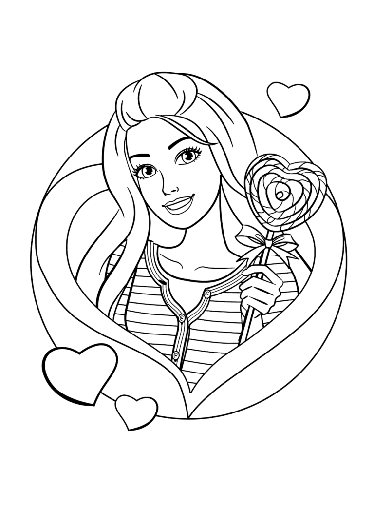Barbie coração para colorir - Imprimir Desenhos