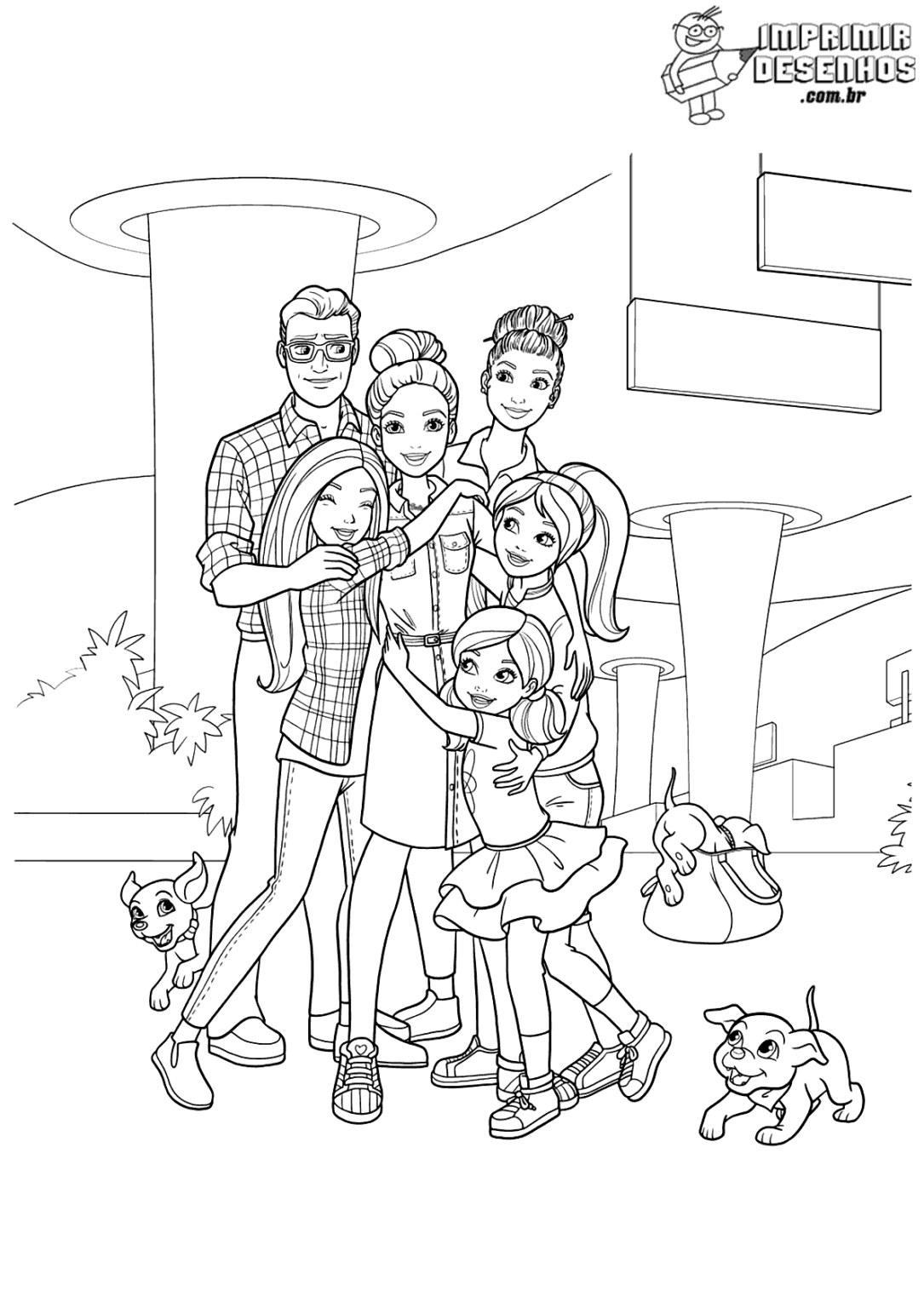 Barbie e famÍlia para colorir - Imprimir Desenhos