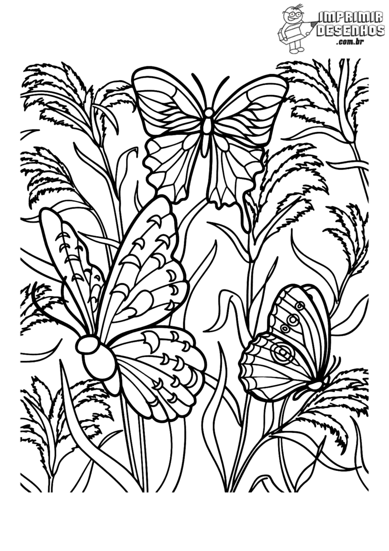 Borboleta no jardim para colorir - Imprimir Desenhos Borboleta no jardim para colorir - Imprimir Desenhos
