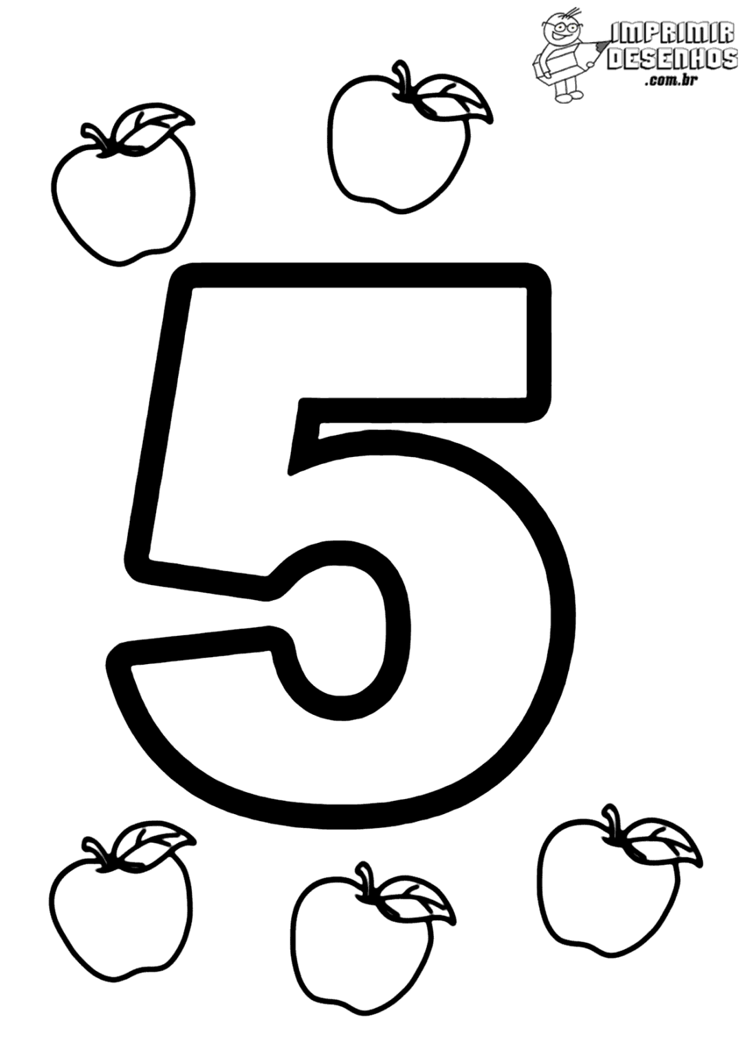 Número 5 para colorir simples - Imprimir Desenhos