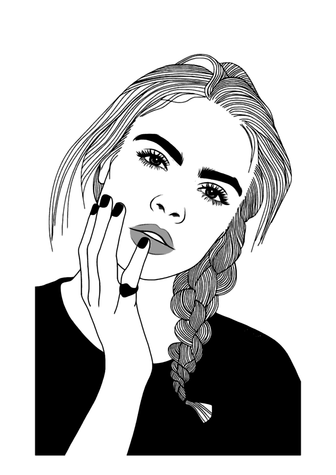 Moca maquiada linda para colorir - Imprimir Desenhos