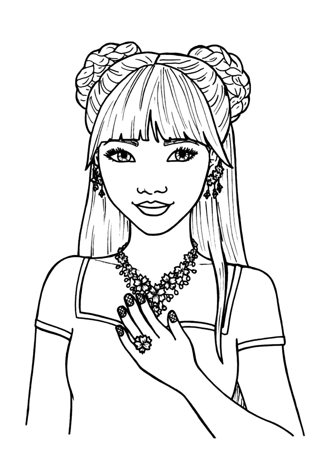 Menina estilosa com tranca para colorir - Imprimir Desenhos Menina estilosa com tranca para colorir - Imprimir Desenhos