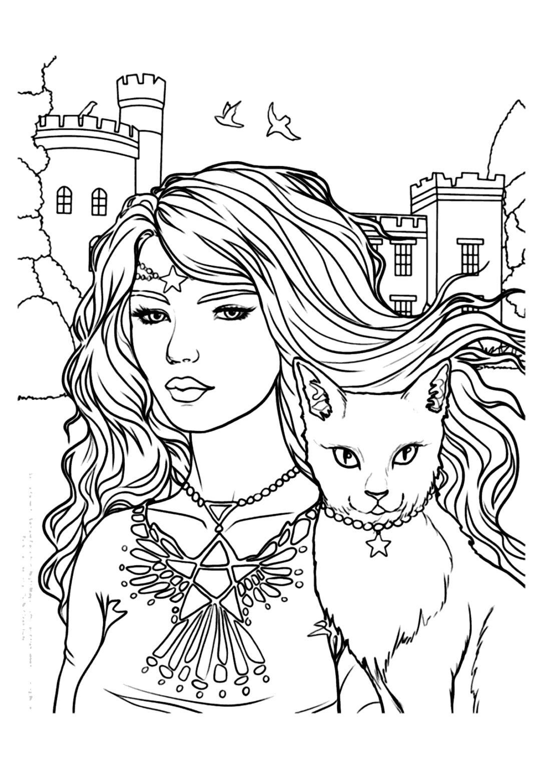 Princesa bonita para colorir - Imprimir Desenhos