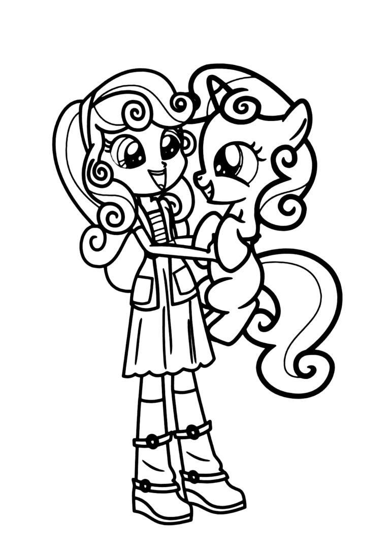 Pony e garota para colorir - Imprimir Desenhos