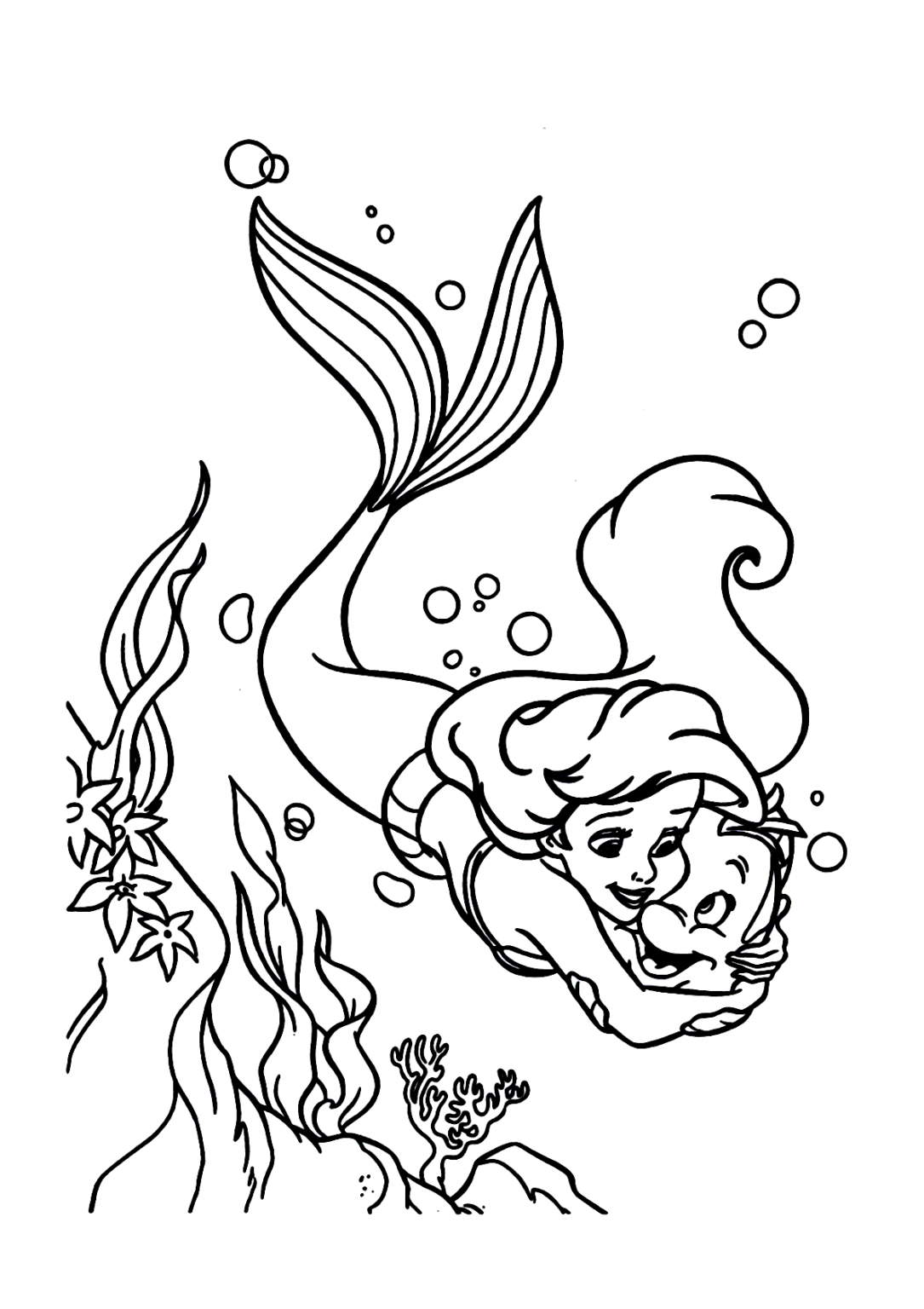 Ariel abraçando para colorir - Imprimir Desenhos