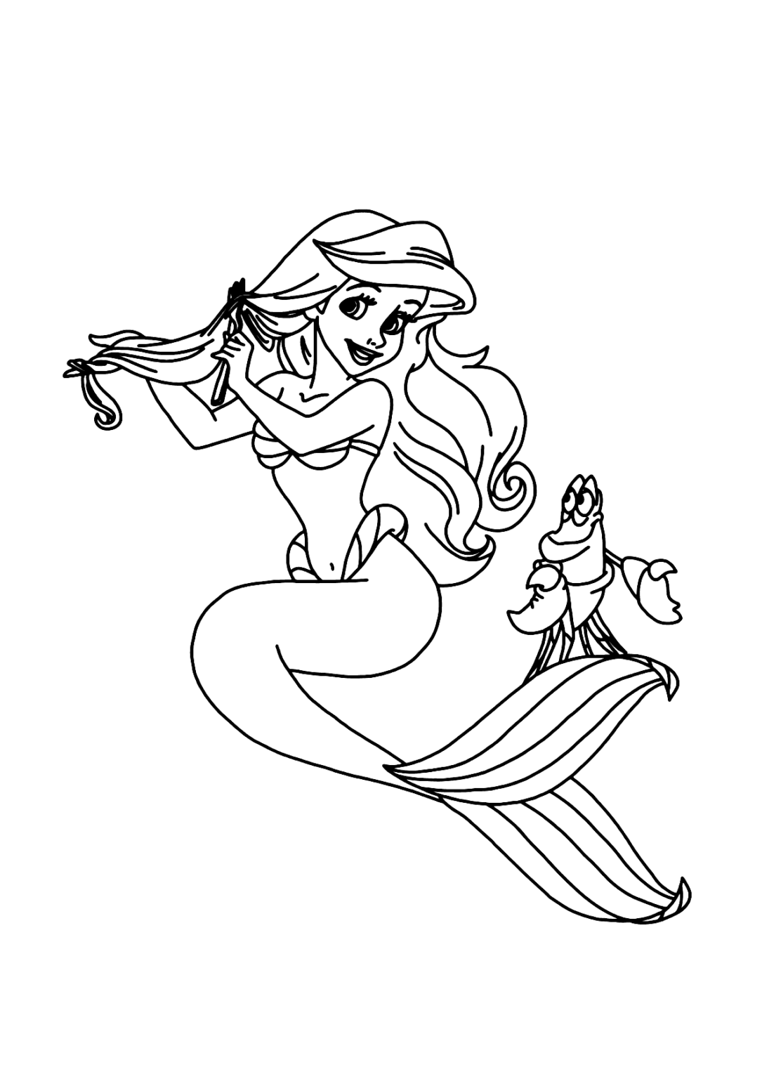 Ariel com garfo para colorir - Imprimir Desenhos