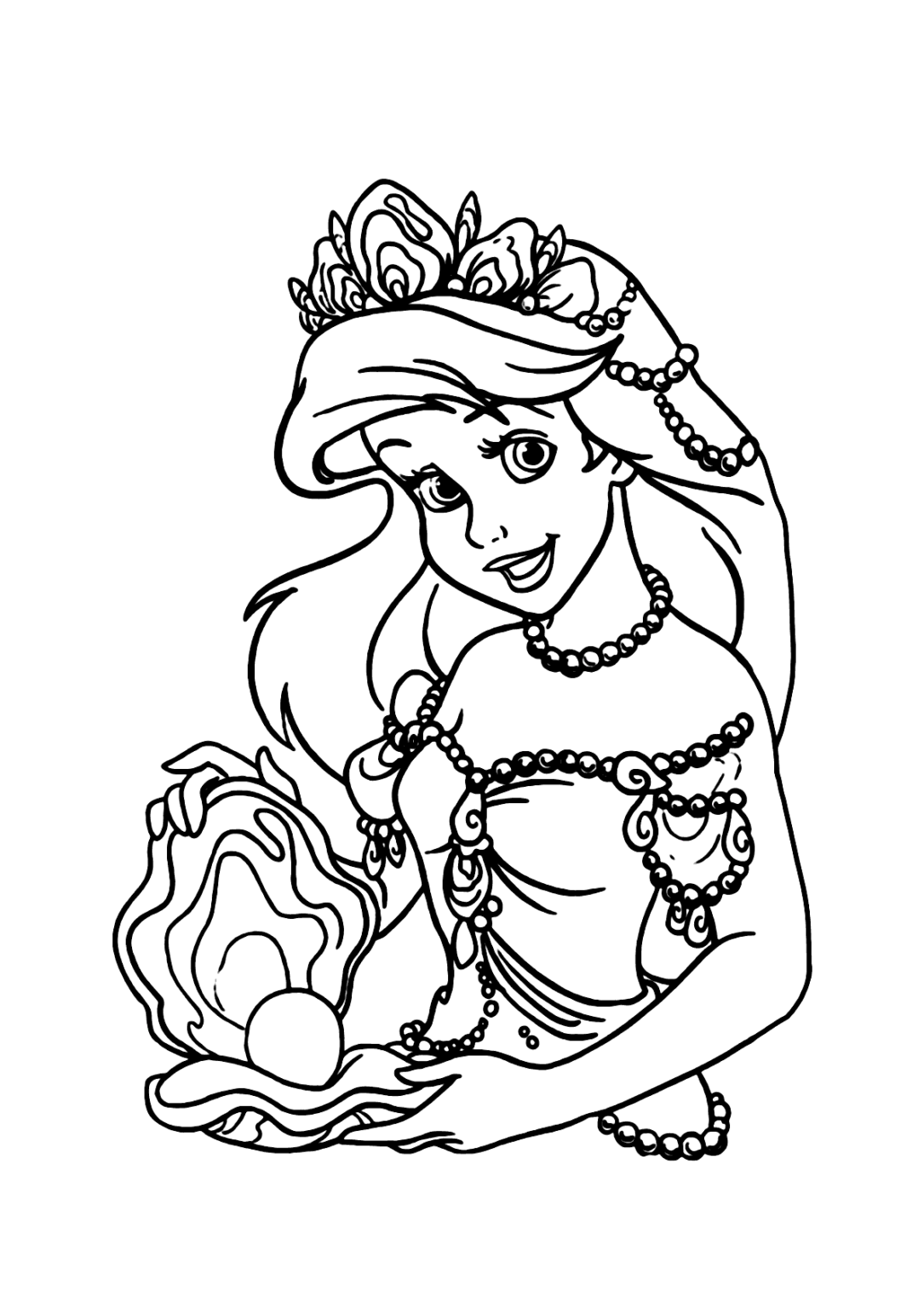 Ariel com pérolas para colorir - Imprimir Desenhos