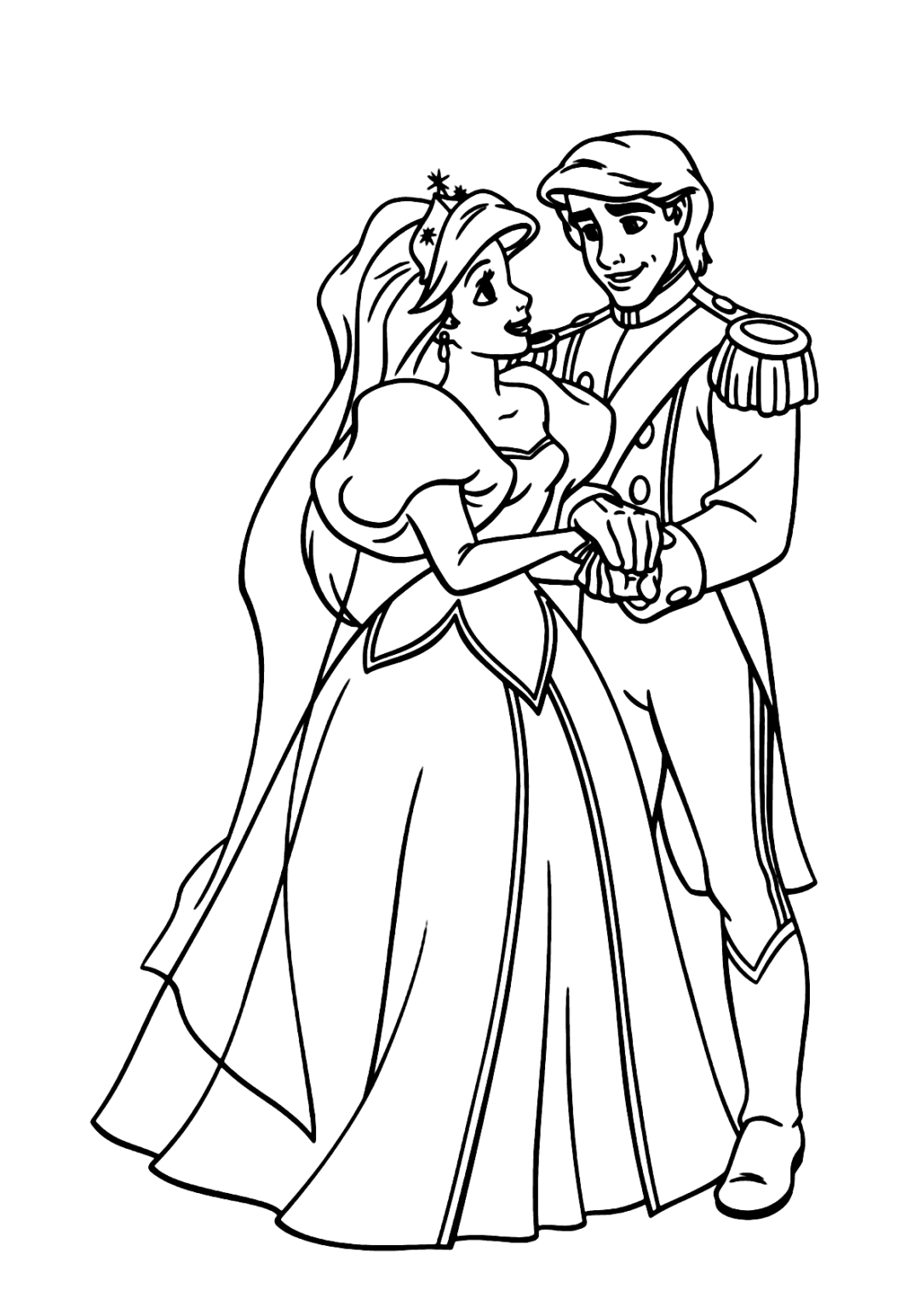 Ariel e príncipe para colorir - Imprimir Desenhos