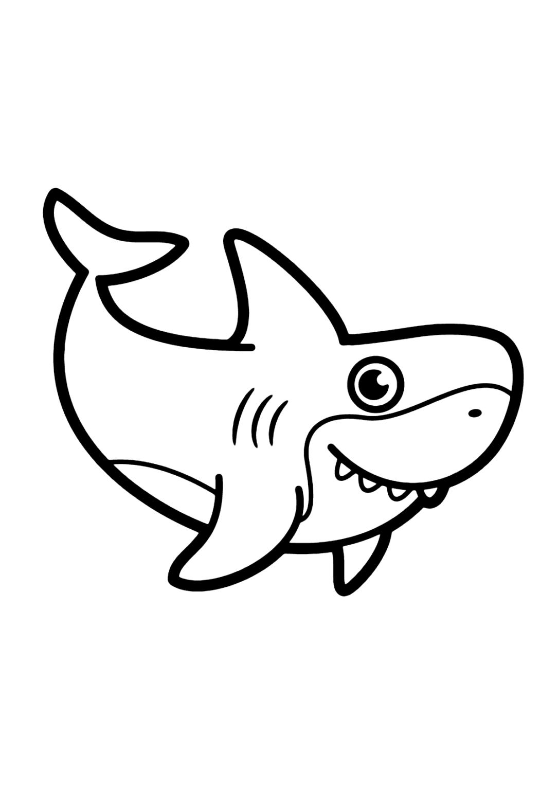 Tubarão fofo para colorir - Imprimir Desenhos