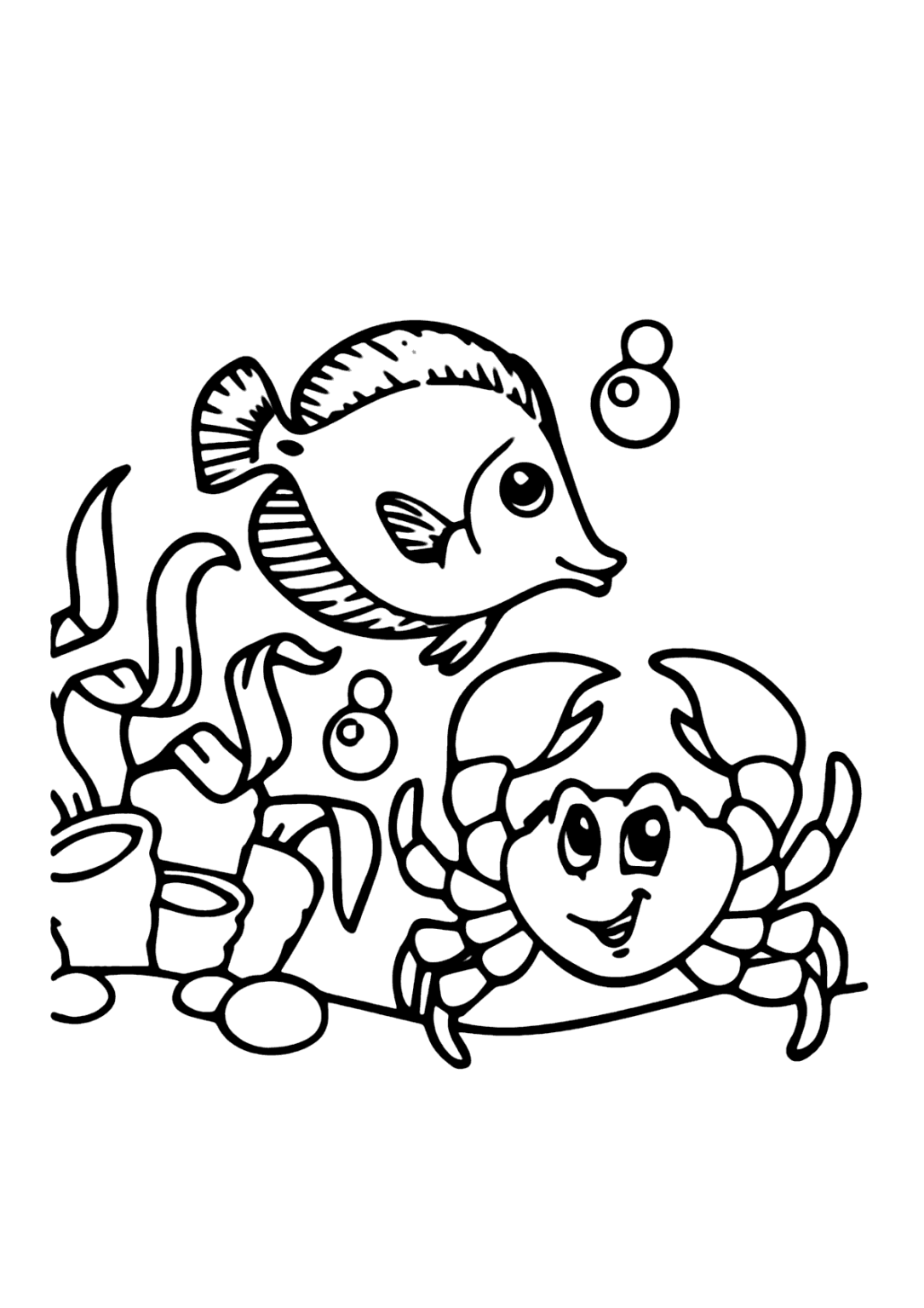 Peixe e siri para colorir - Imprimir Desenhos